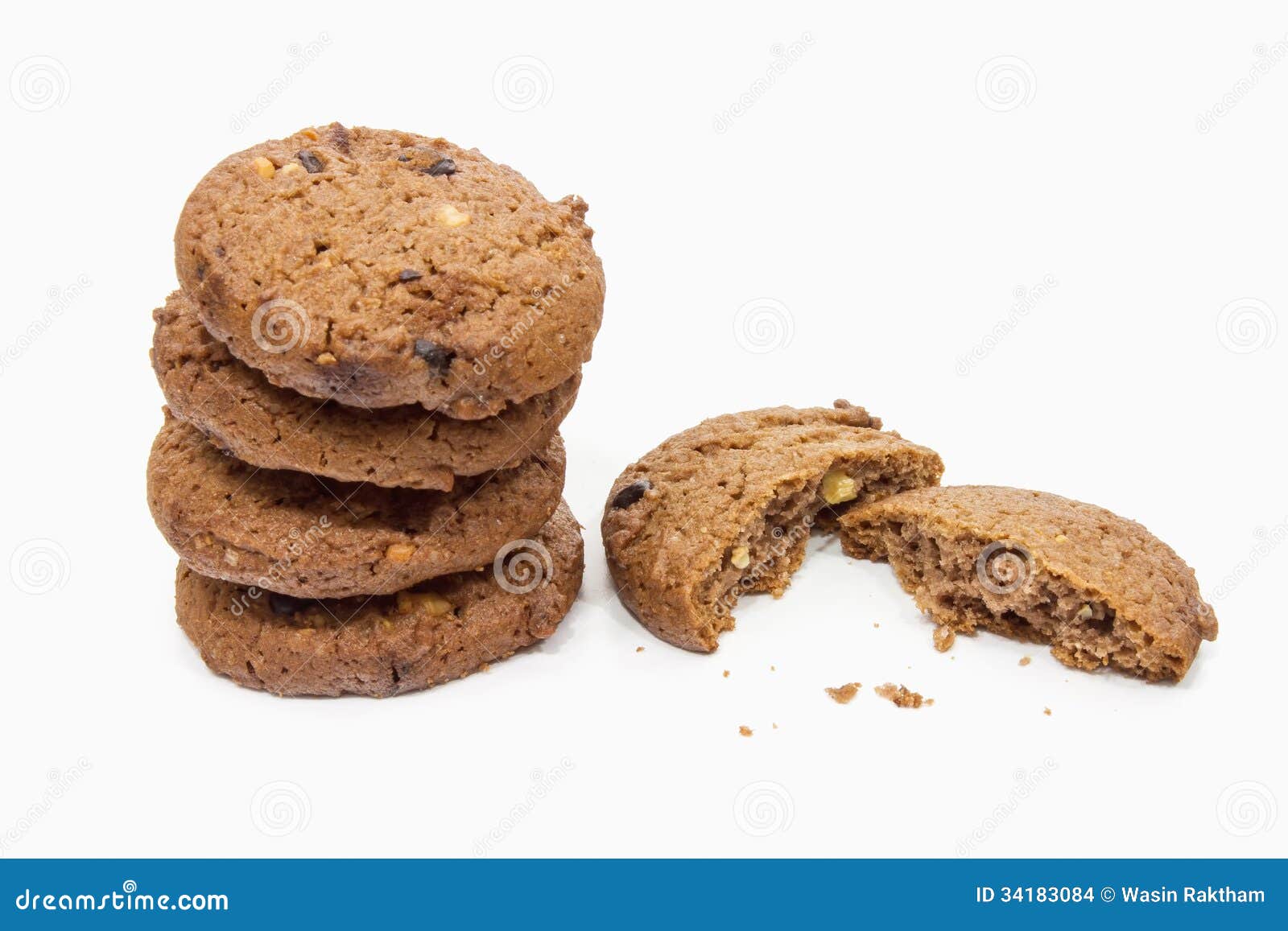 Stack of Cookies on the White Background. Stock Photo - Image of sweet ...