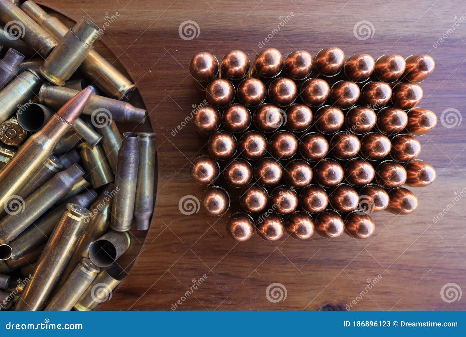A stack of copper bullets stock image. Image of caliber - 186896123
