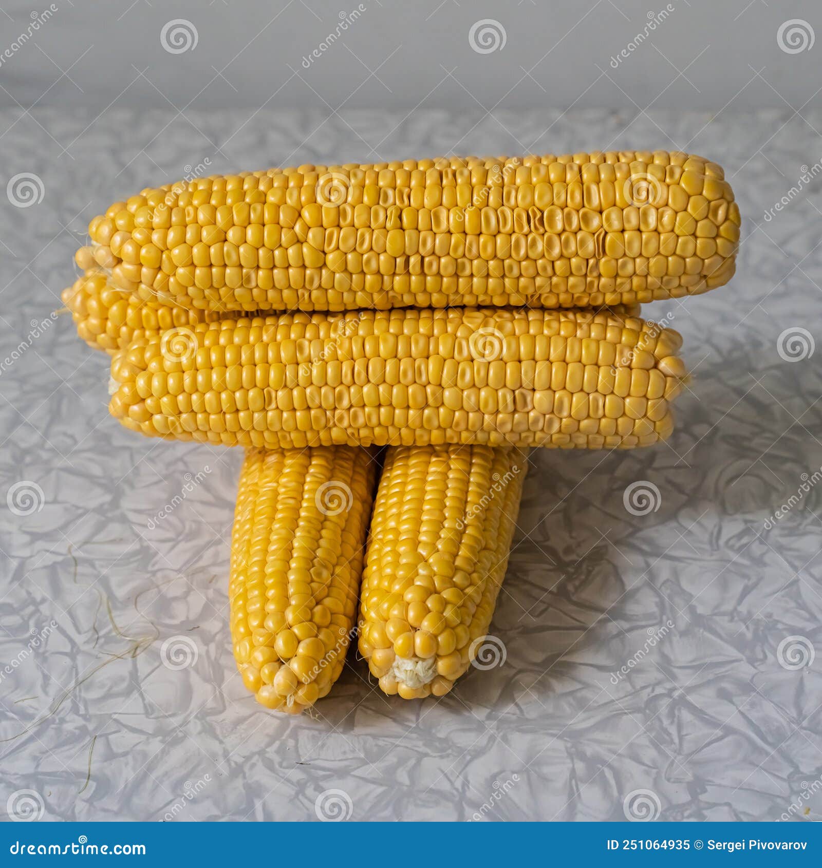 Stack of Corn Cobs Fresh Stacked on Light Background Stock Image ...