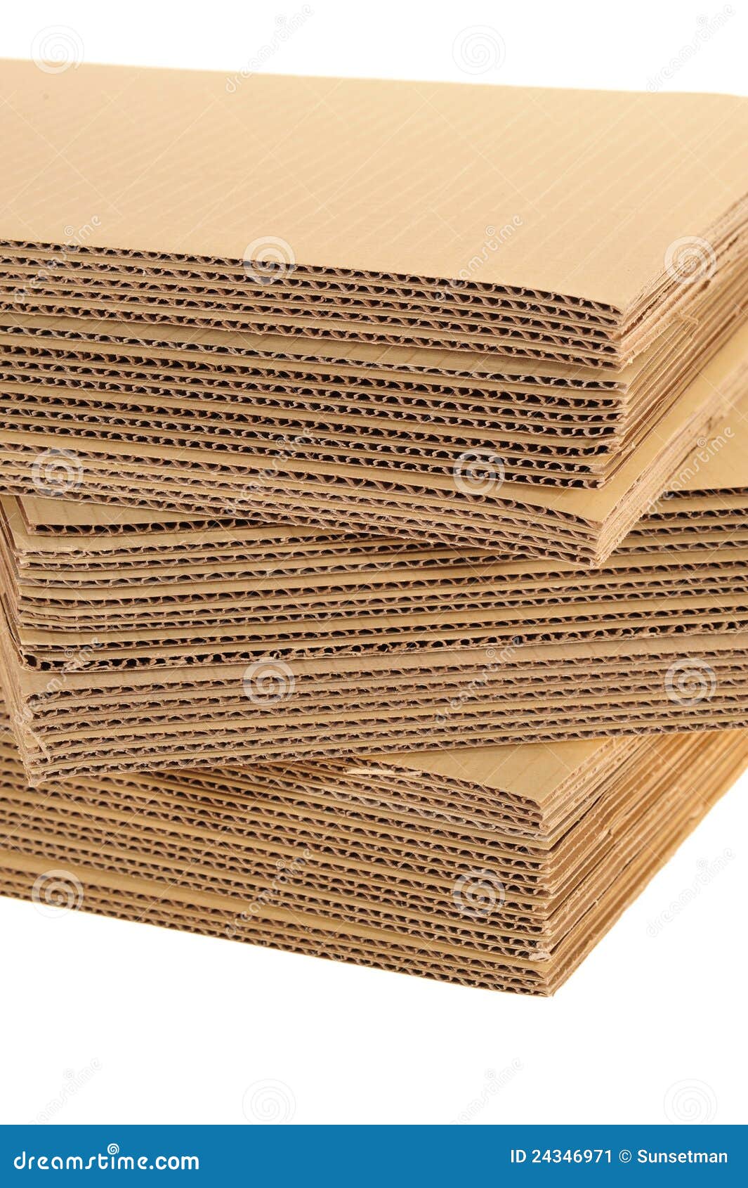 Stack Of Corrugated Cardboard Boxes. Egde View Of Flattened Boxes ...
