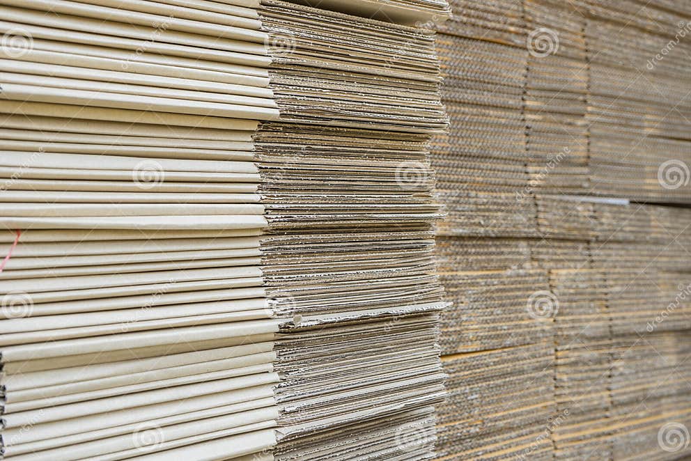 Stack of Corrugated Cardboard Boxes. Egde View of Flattened Boxes Stock ...