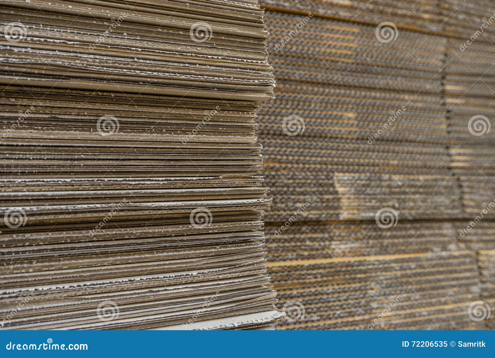 Stack of Corrugated Cardboard Boxes. Egde View of Flattened Boxes Stock ...