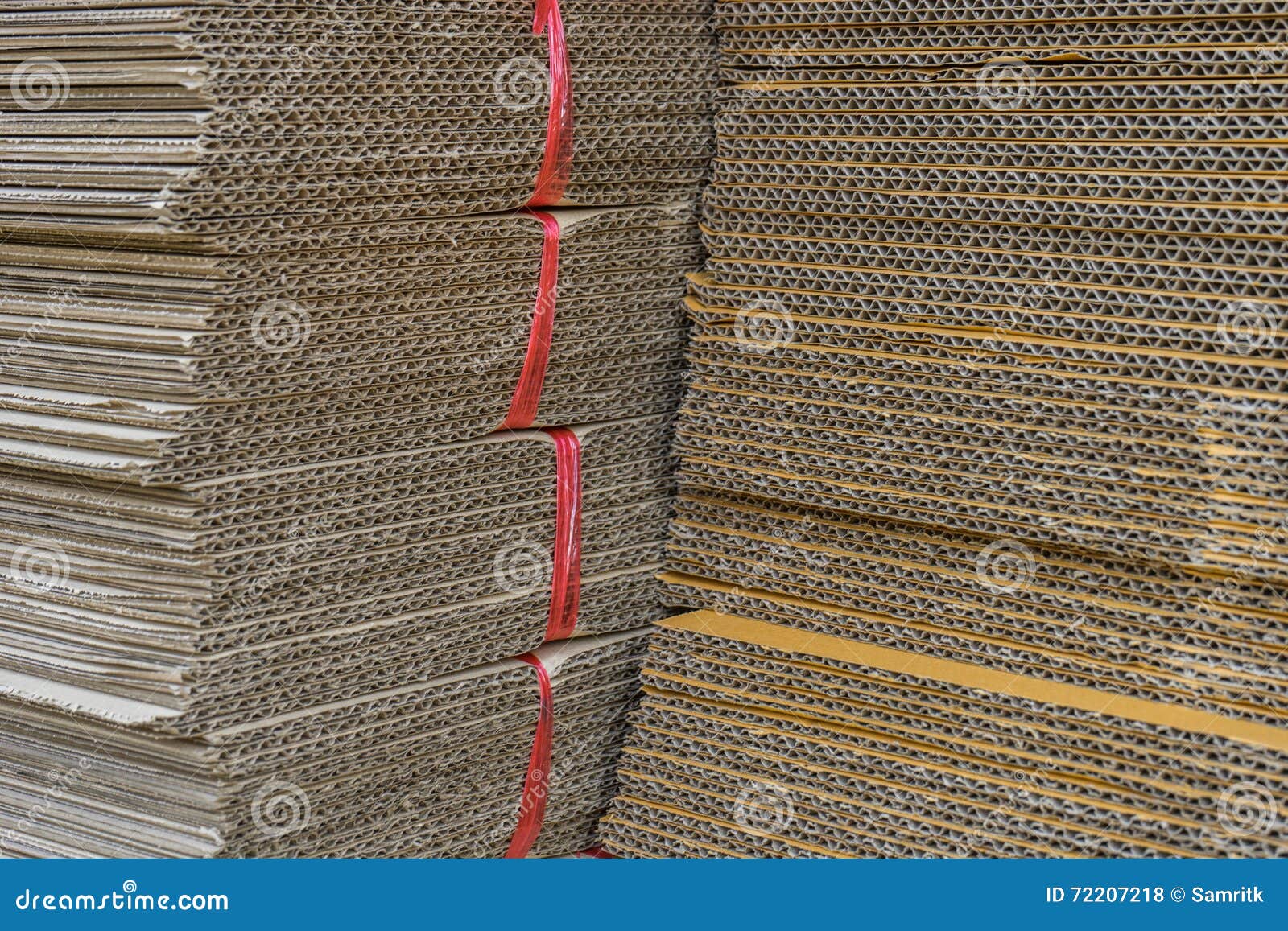 Stack Of Corrugated Cardboard Boxes. Egde View Of Flattened Boxes ...