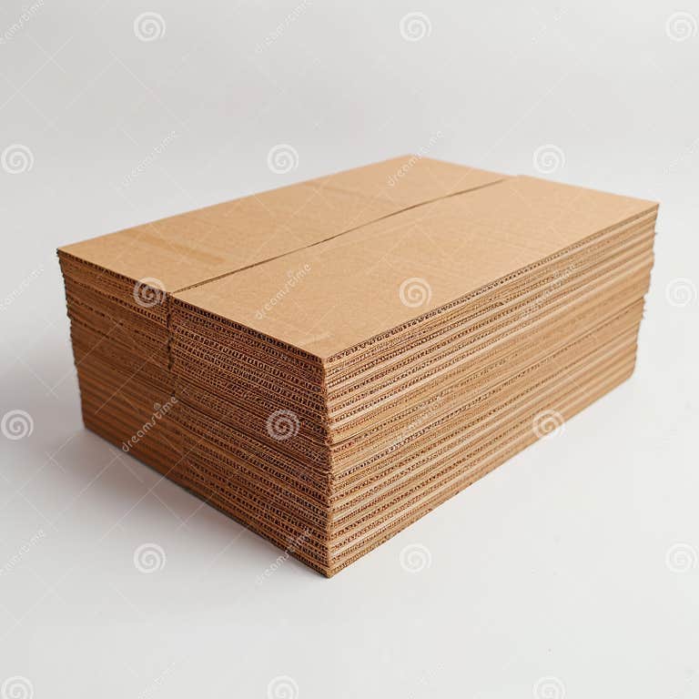 Stack of Corrugated Cardboard Sheets on White Background for Packaging ...