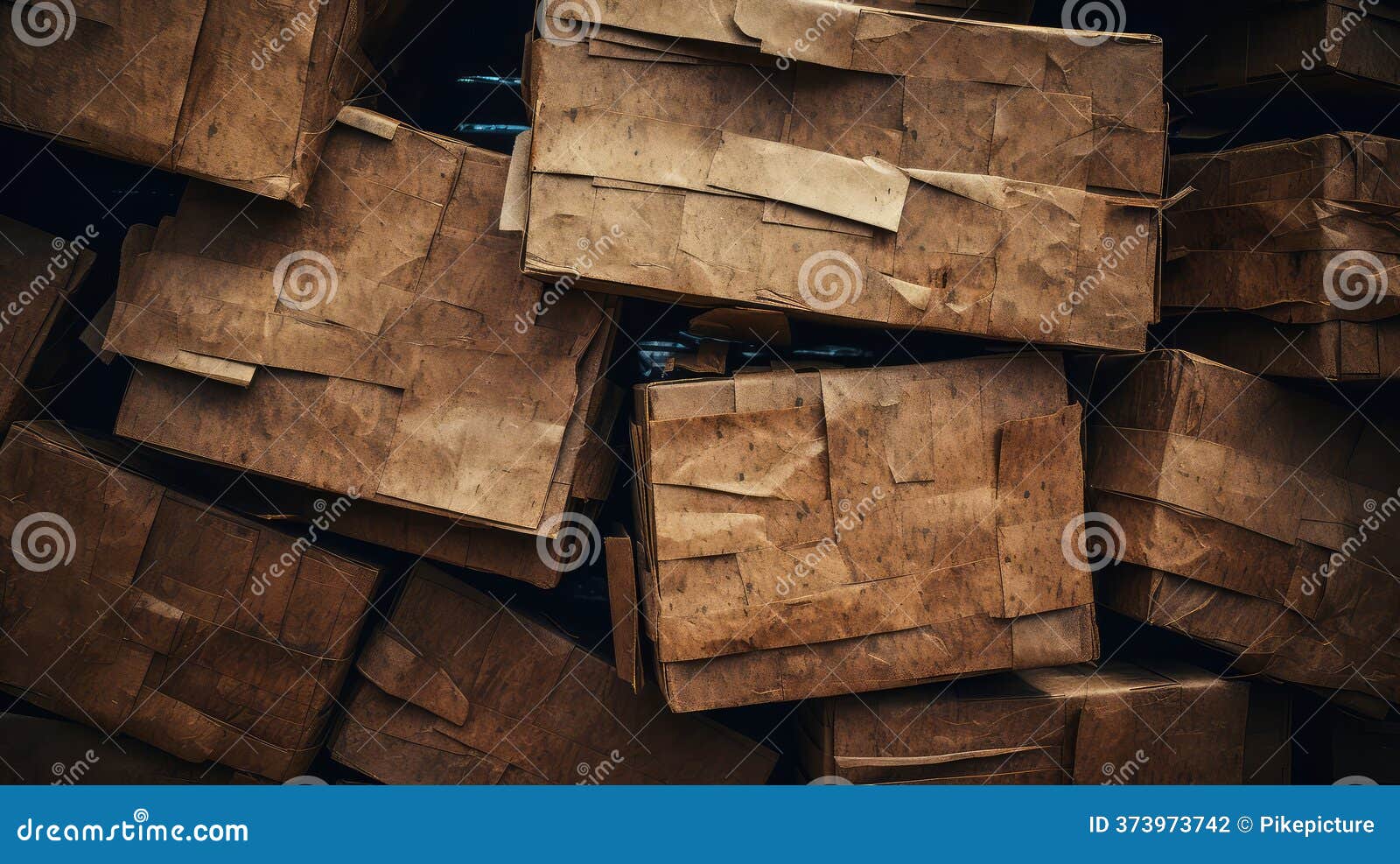 Stack Of Corrugated Cardboard Boxes. Egde View Of Flattened Boxes ...