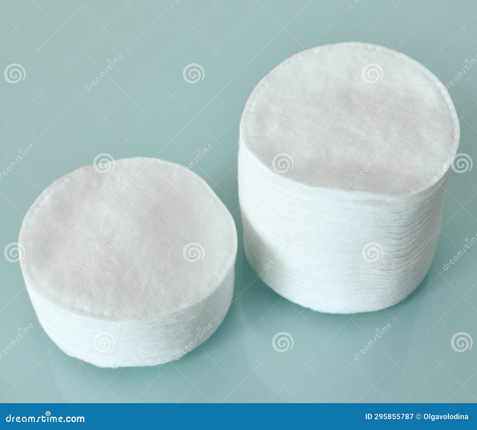 Stack of Cotton Disks on Light Blue Background Stock Image - Image of ...