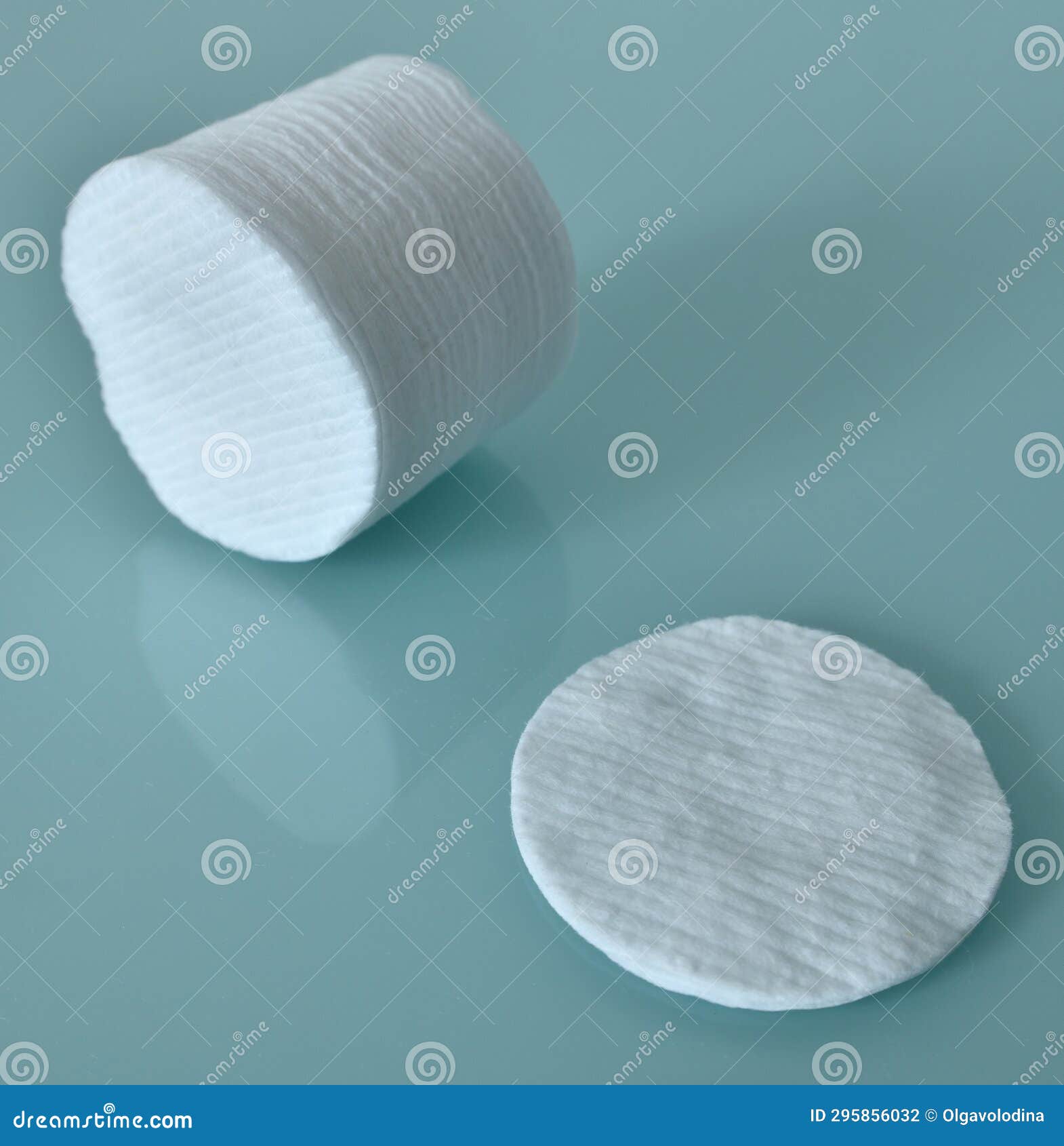 Stack of Cotton Disks on Light Blue Background Stock Photo - Image of ...