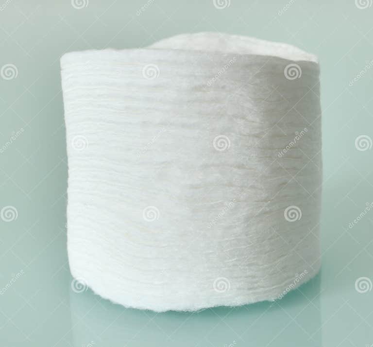 Stack of Cotton Disks on Light Blue Background Stock Image - Image of ...