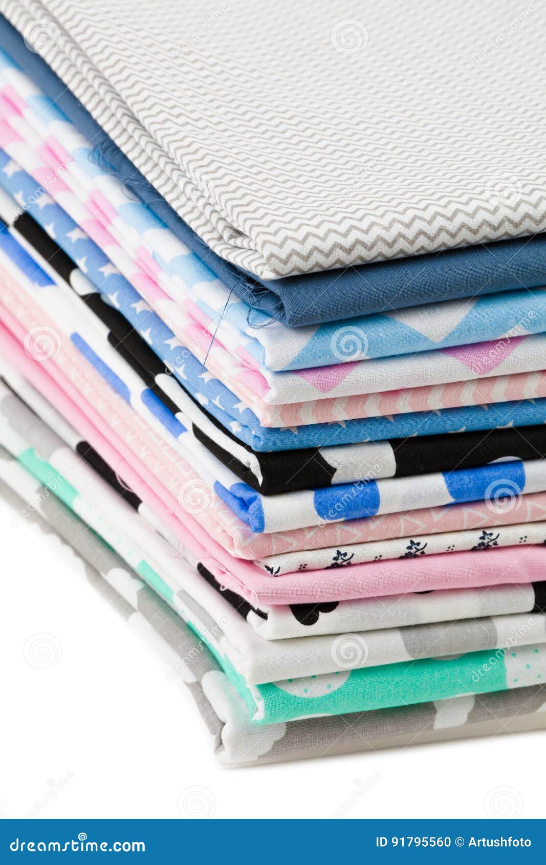Stack of Cotton Fabric Material Isolated on White Stock Photo - Image ...