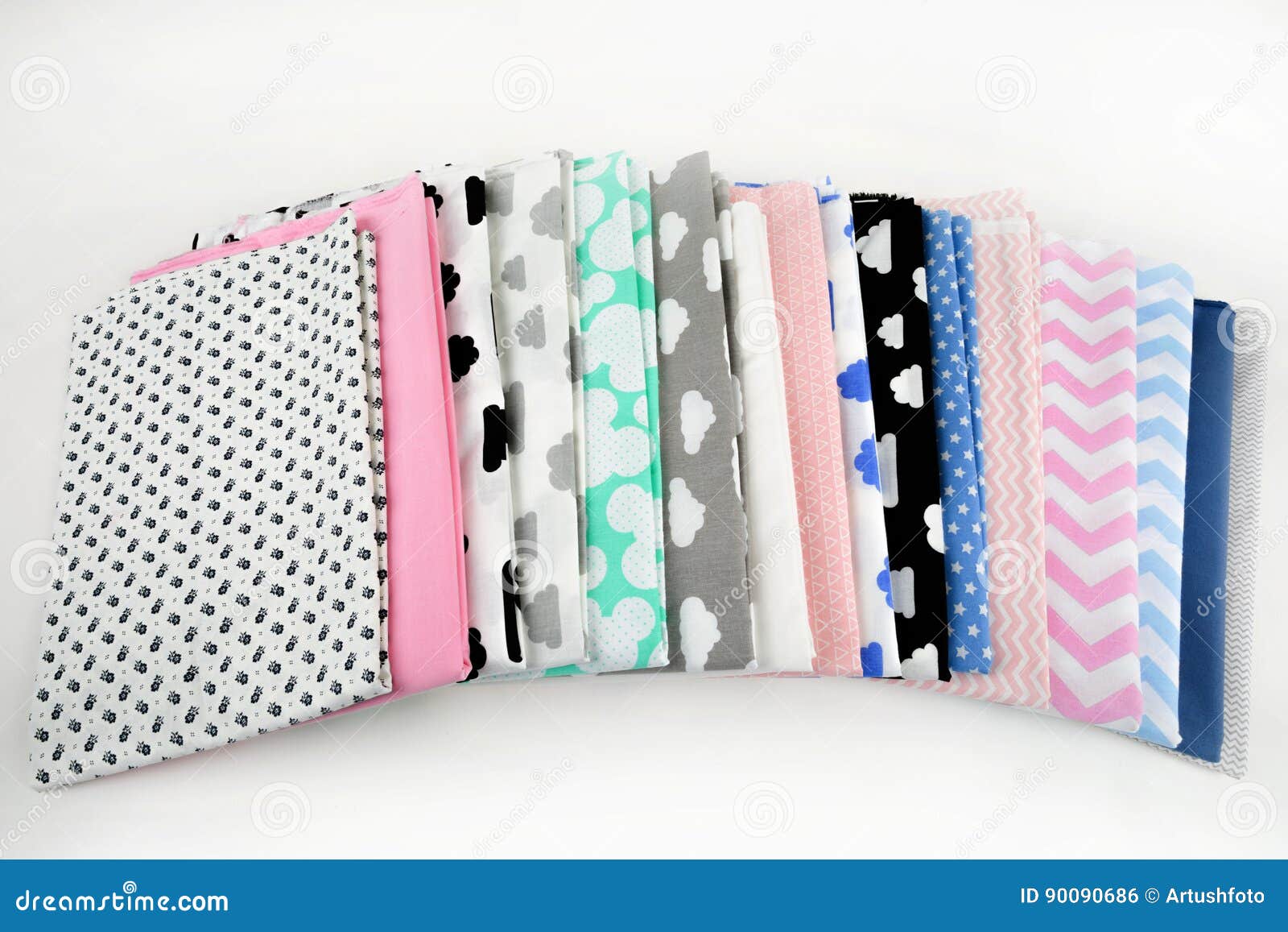 Stack of Cotton Fabric Material Stock Photo - Image of clothing ...