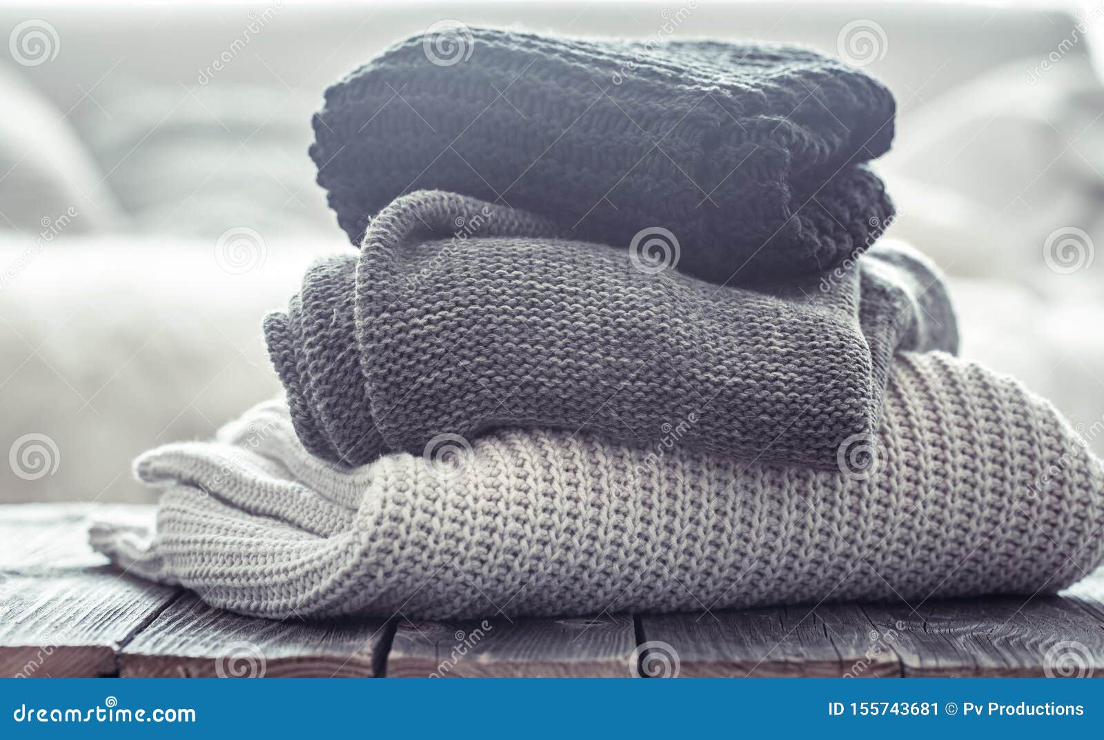 Stack of Cozy Knitted Sweaters in Different Colors Stock Image - Image ...