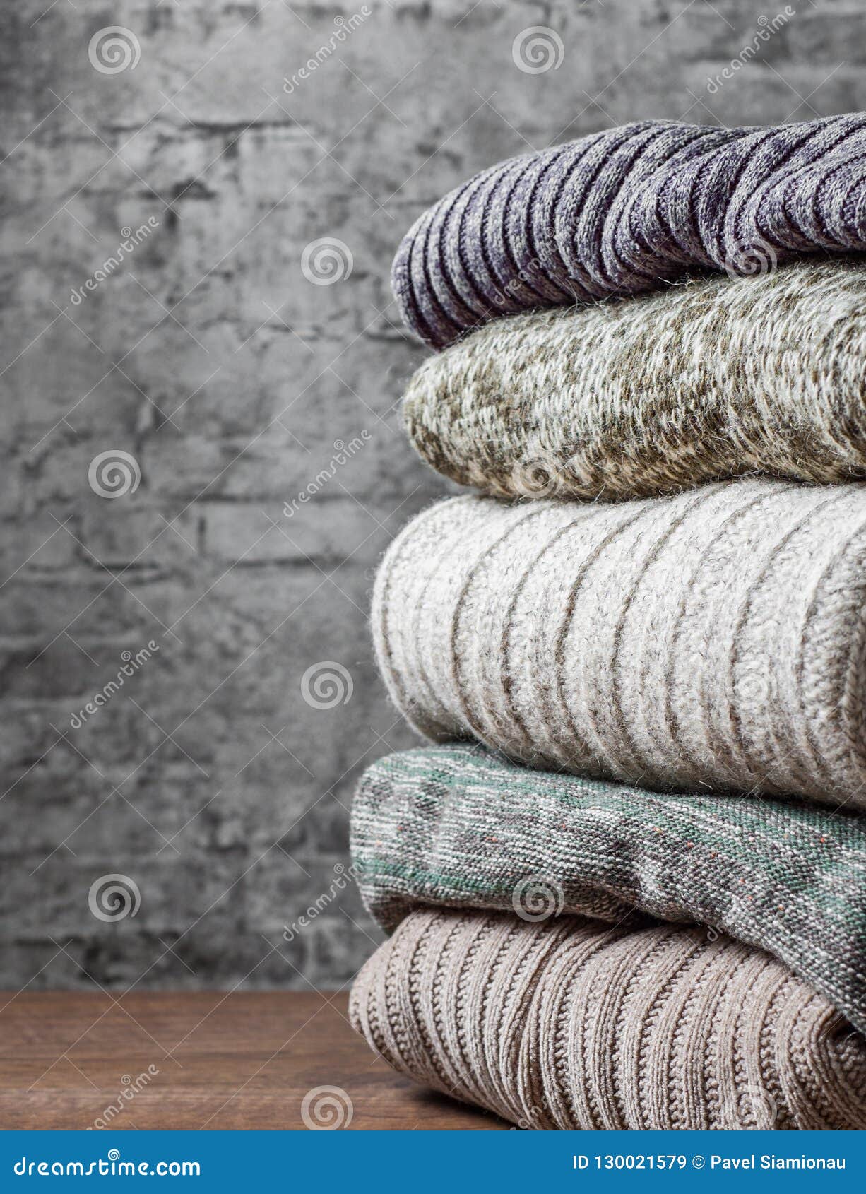 Stack of Cozy Knitted Sweaters Stock Image - Image of clothing ...
