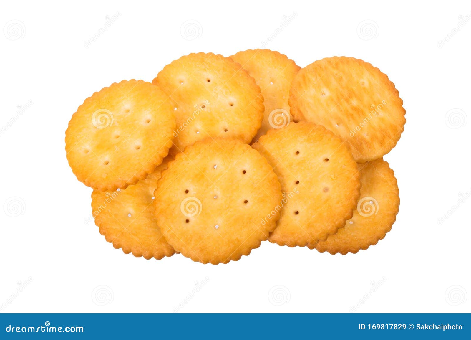 Stack of Cracker Circle on White Background, Clipping Paths Stock Image ...