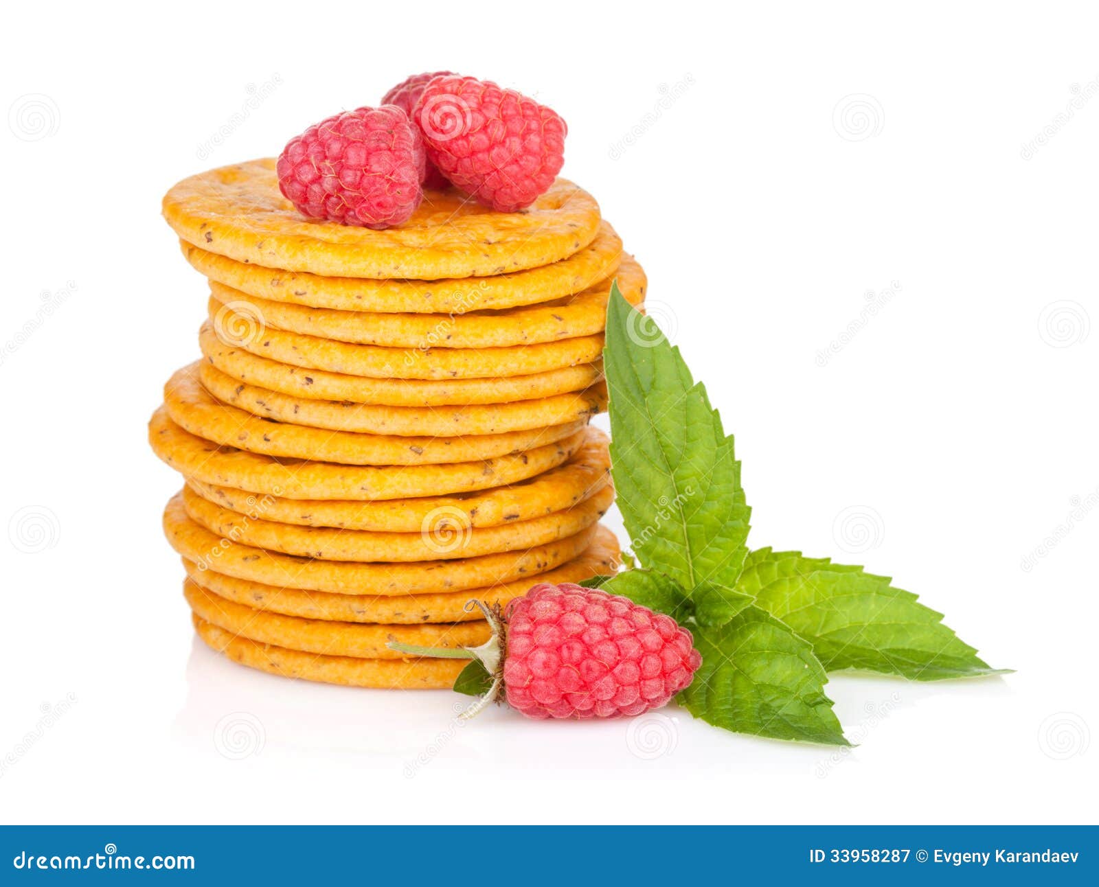 Stack of Crackers with Mint and Berries Stock Image - Image of salted ...