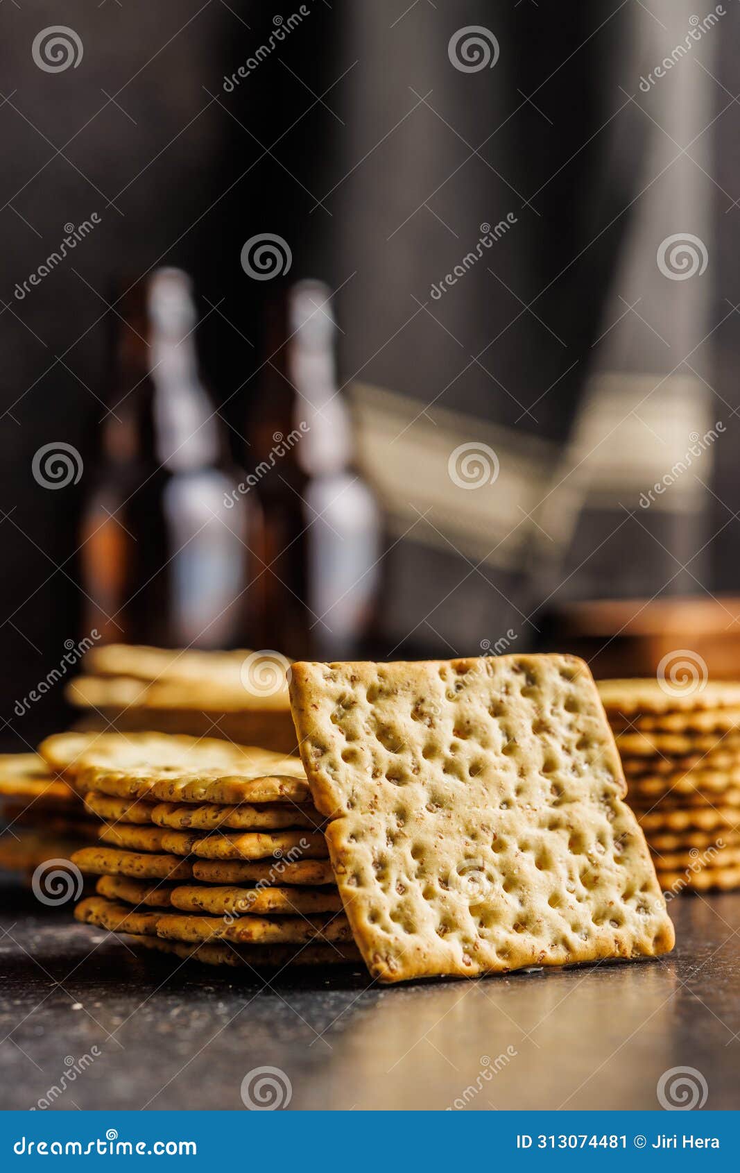 Pile of Crackers on Kitchen Counter Stock Image - Image of appetizer ...