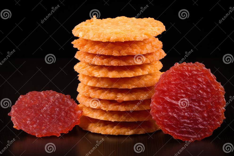 A Stack of Crackers with Red Slices Stock Illustration - Illustration ...