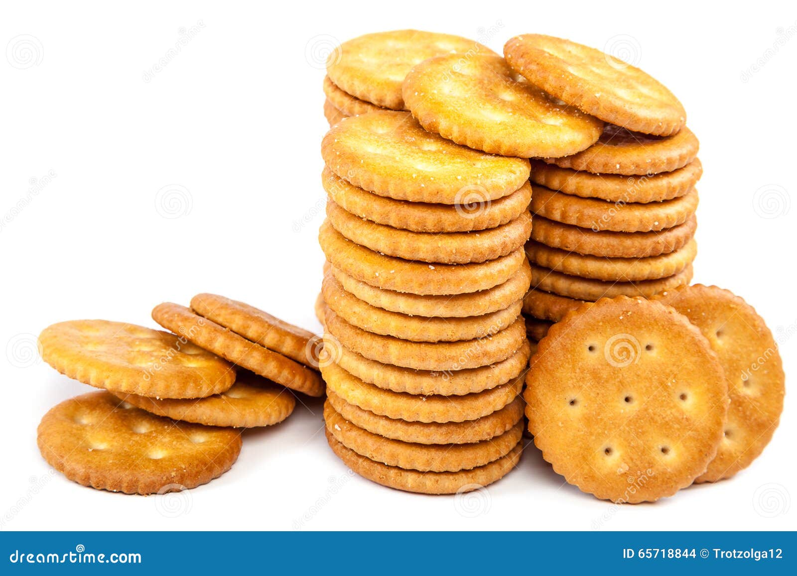 Stack Crackers on White Background. Stock Photo - Image of hole, macro ...