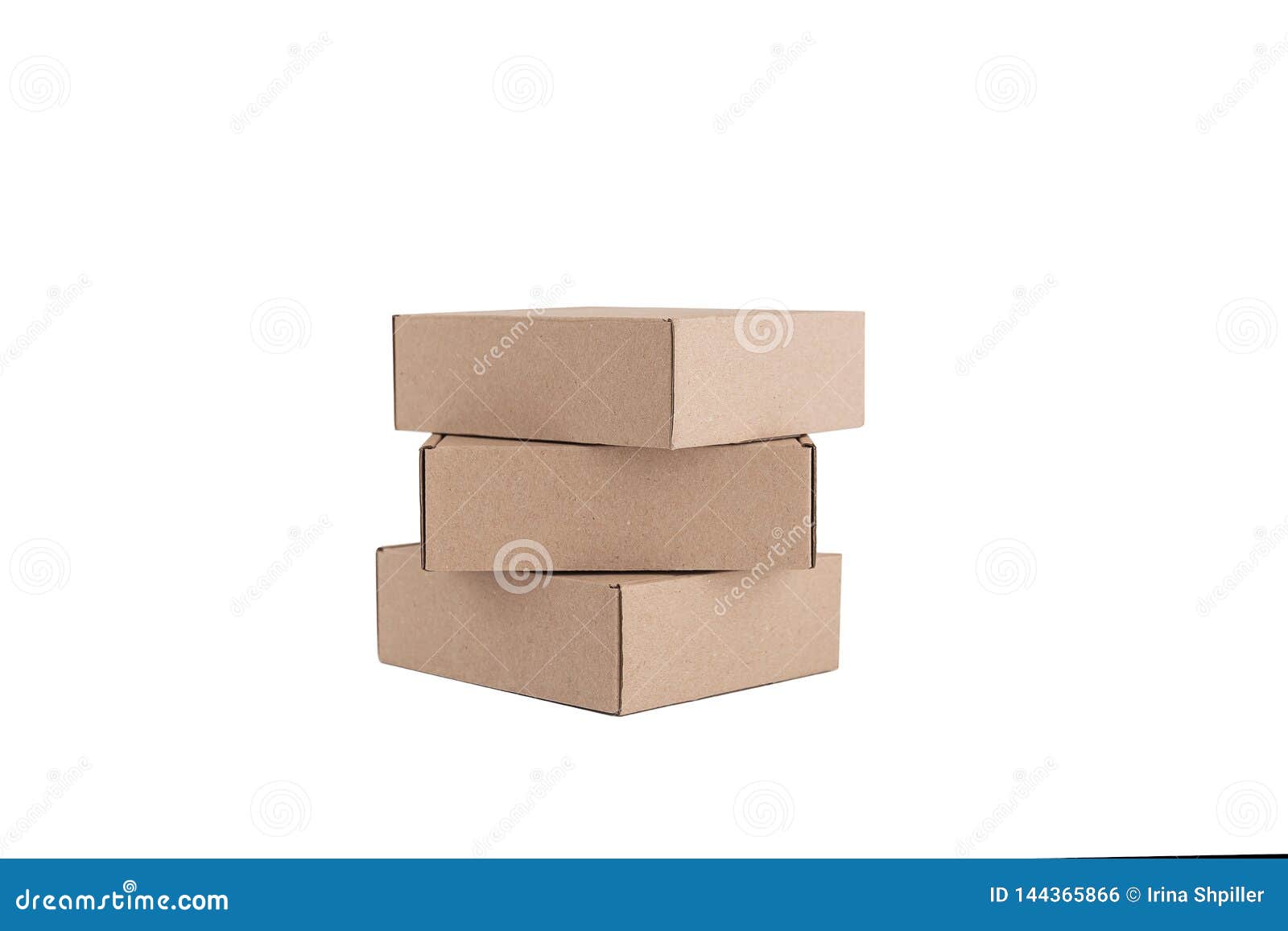 Stack of Craft Paper Boxes Isolated on White Stock Photo - Image of ...