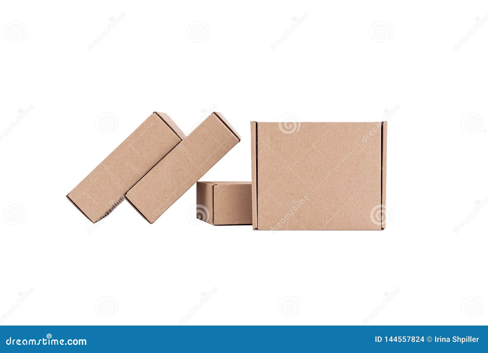 Stack of Craft Paper Boxes Isolated on White Stock Photo - Image of ...