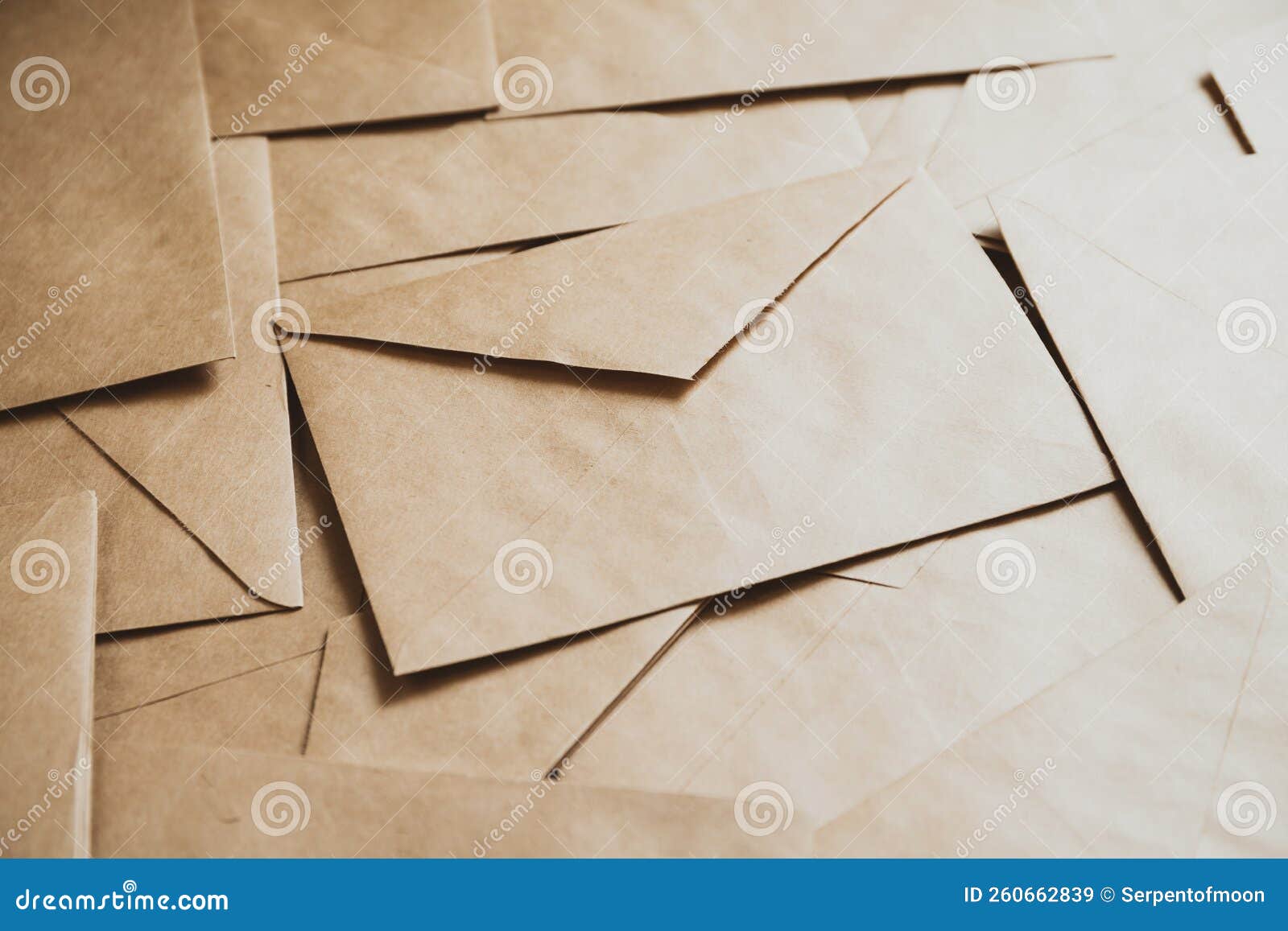 A Stack of Craft Paper Envelopes Stock Image - Image of floor, vintage ...