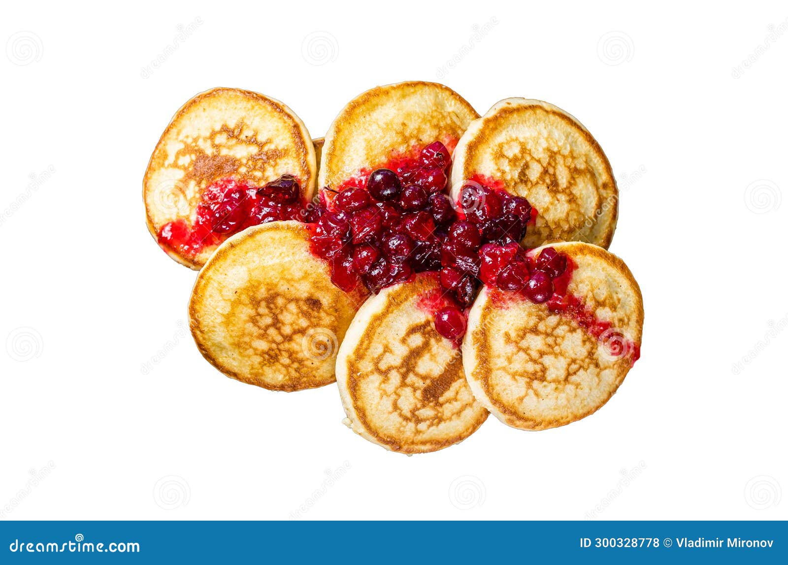 Stack of Cranberry Syrup Pancakes on Wooden Board. Isolated, White ...