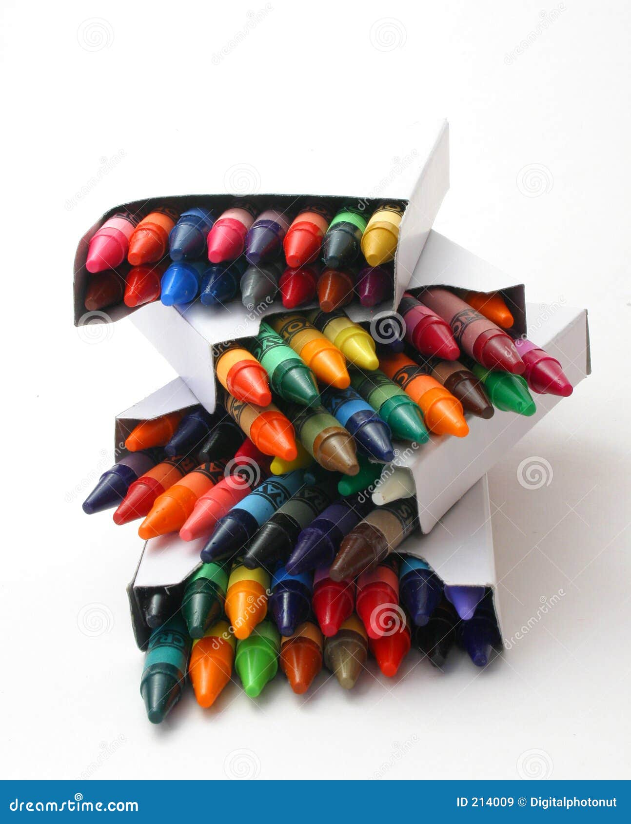 Stack of Crayon Boxes Over White Stock Image - Image of draw, tools: 214009
