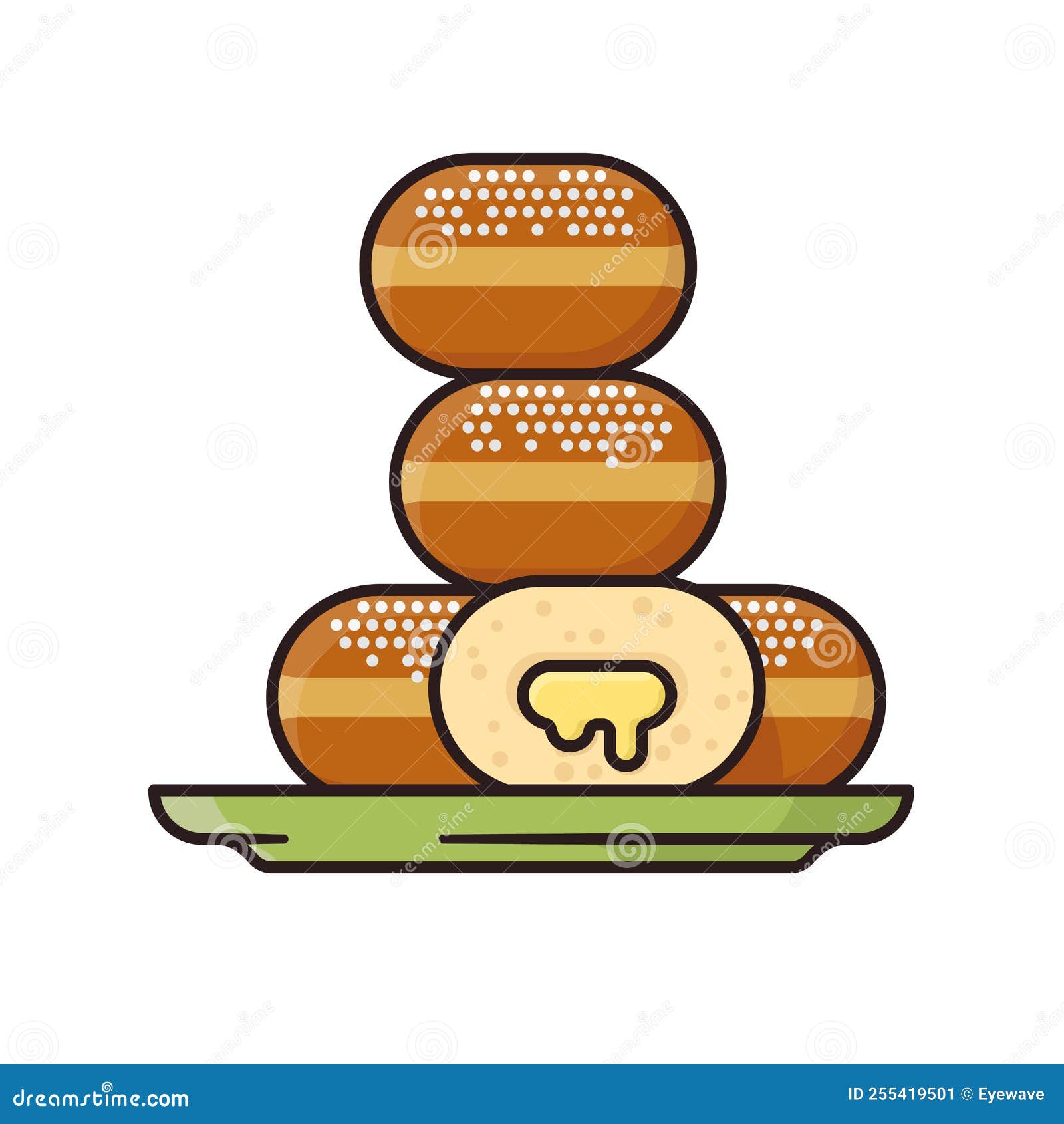 Stack of Cream-filled Doughnuts on a Plate Isolated Vector Illustration ...