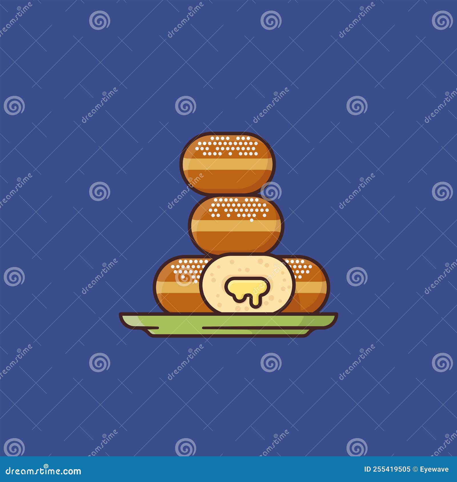 Stack of Cream-filled Doughnuts on a Plate Vector Illustration Stock ...