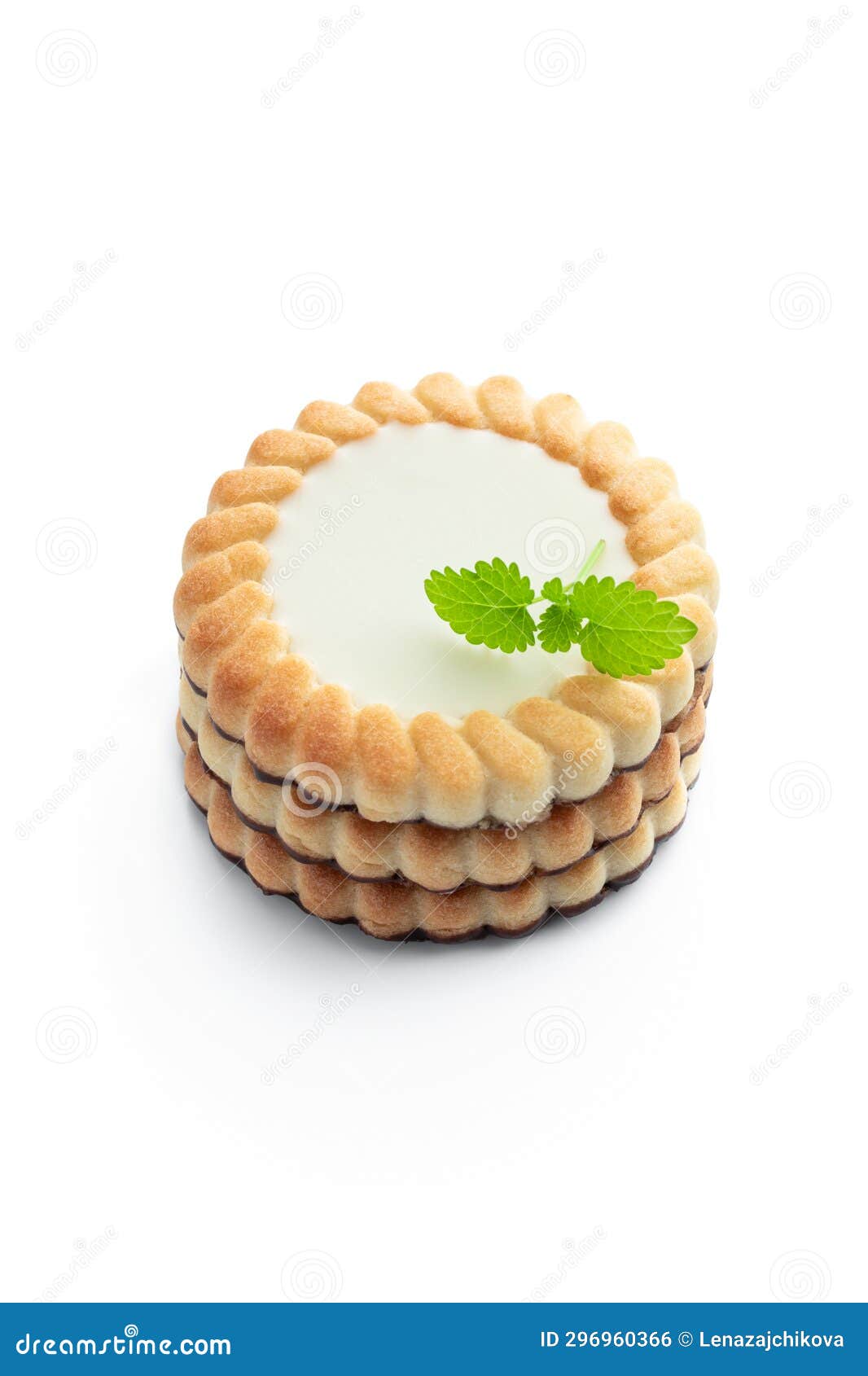 Stack of Cream Filling Biscuits Isolated on White Stock Photo - Image ...