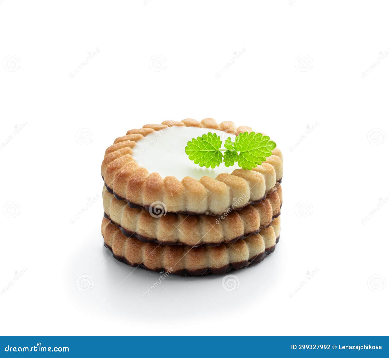 Stack of Cream Filling Biscuits Isolated on White Stock Photo - Image ...
