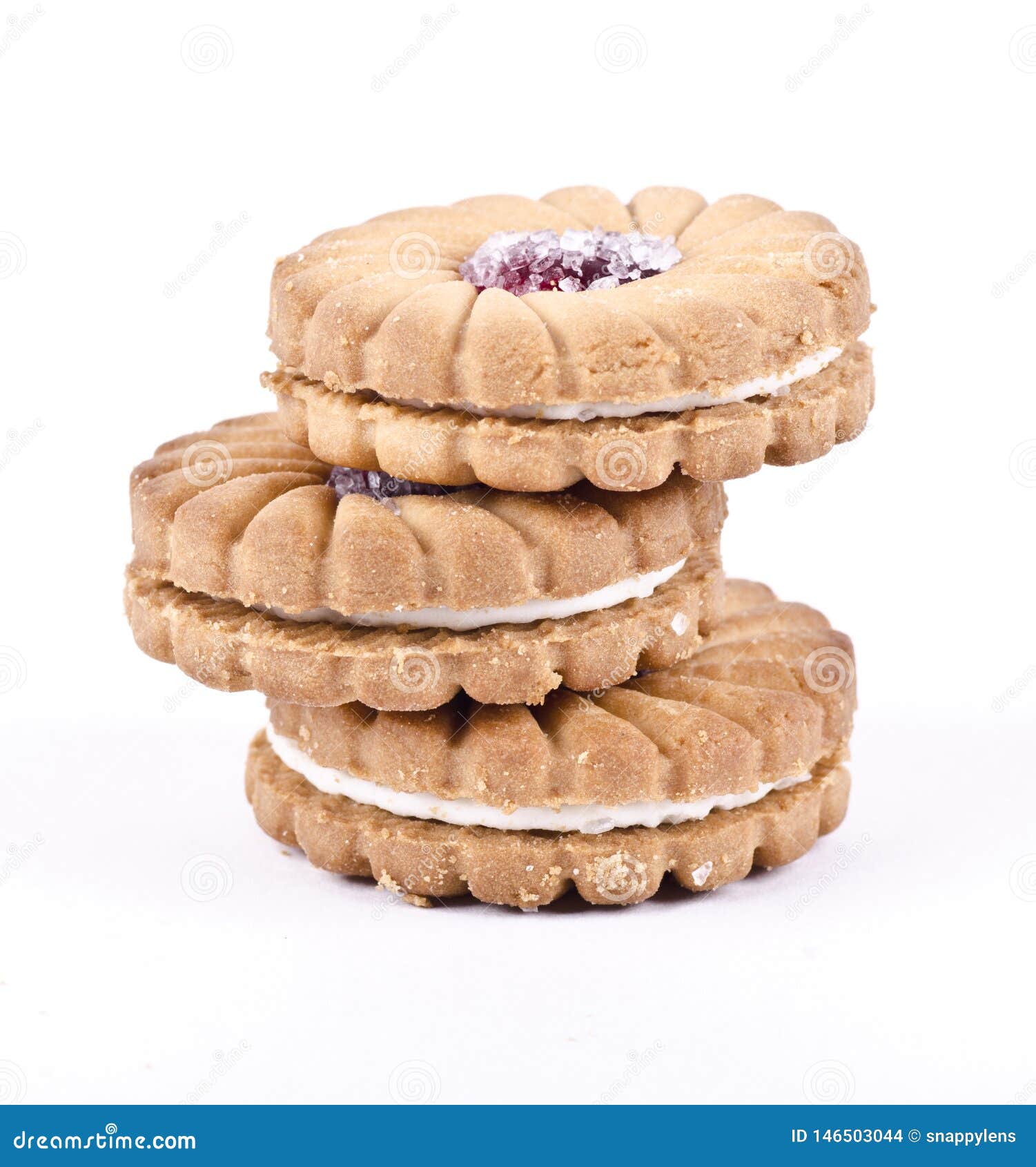 Stack of Cream Jam Biscuits Stock Photo - Image of cream, cookies ...