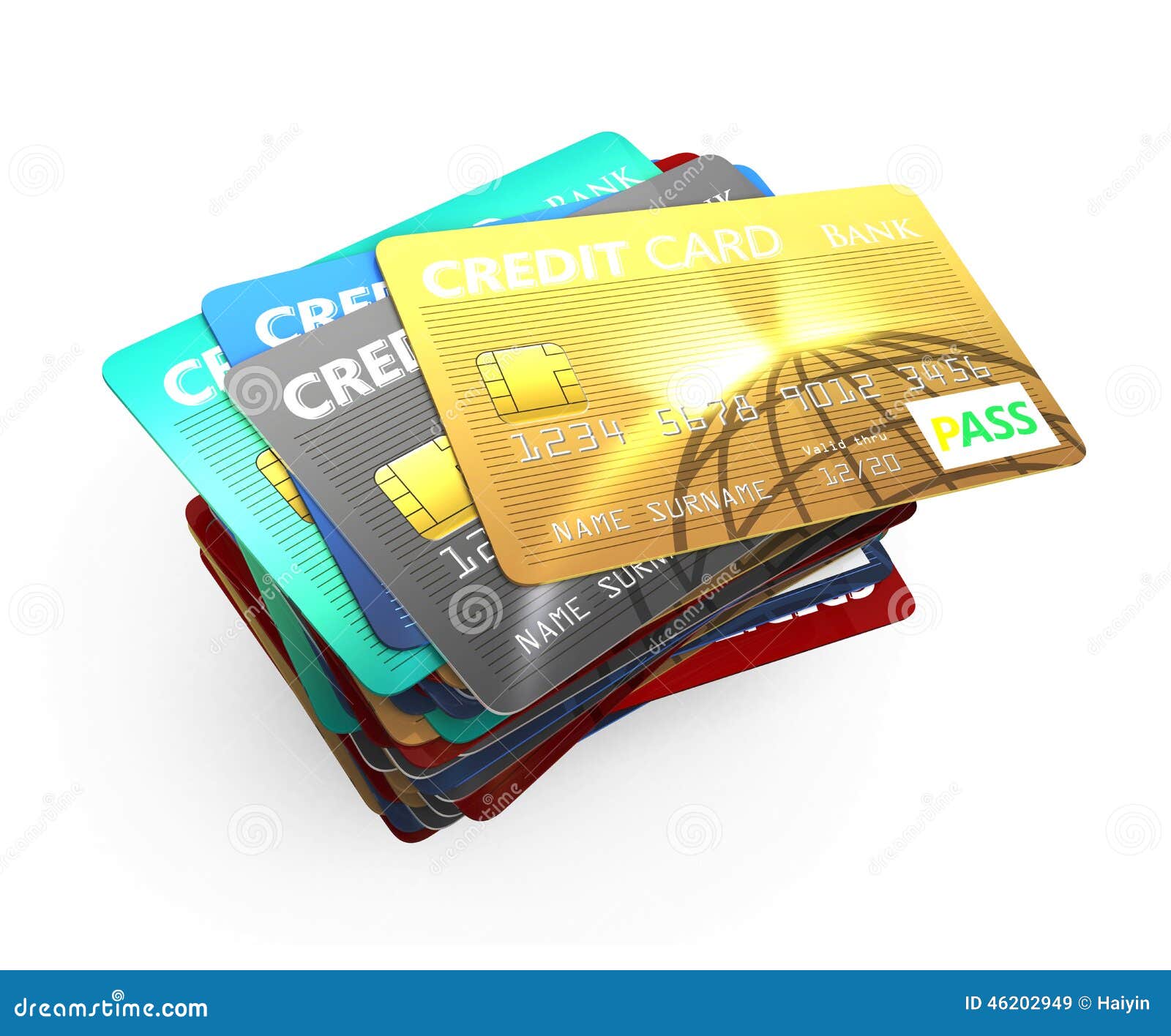 Stack of Credit Card Isolated on White Background Stock Illustration ...