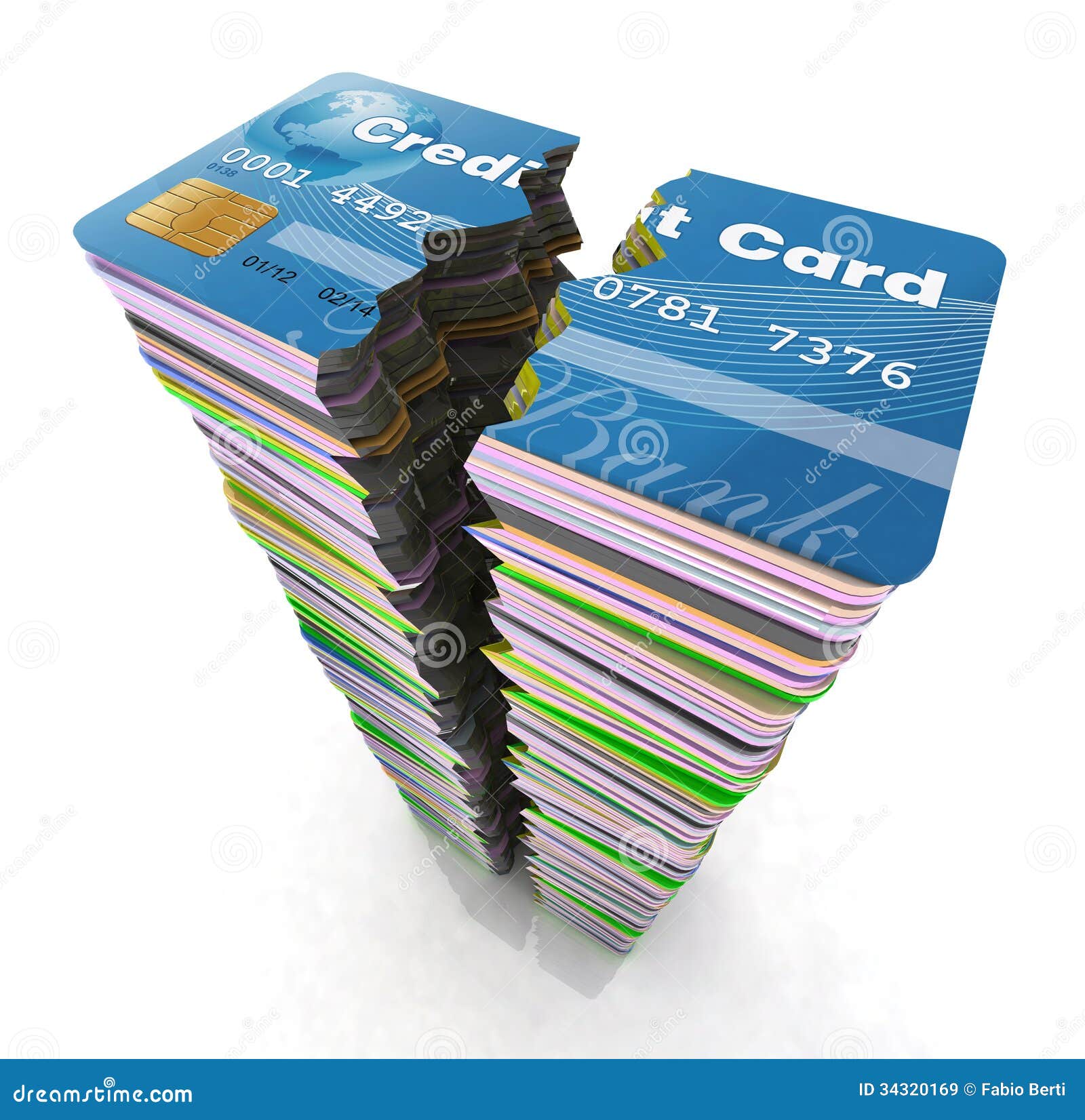 Stack of Credit Cards Broken Stock Illustration - Illustration of ...