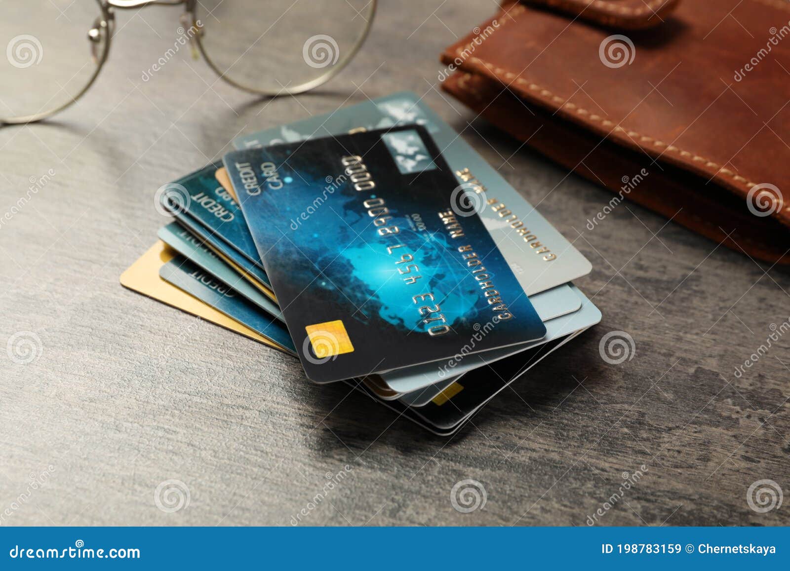 Stack of Credit Cards on Grey Table Stock Image - Image of buying, bank ...