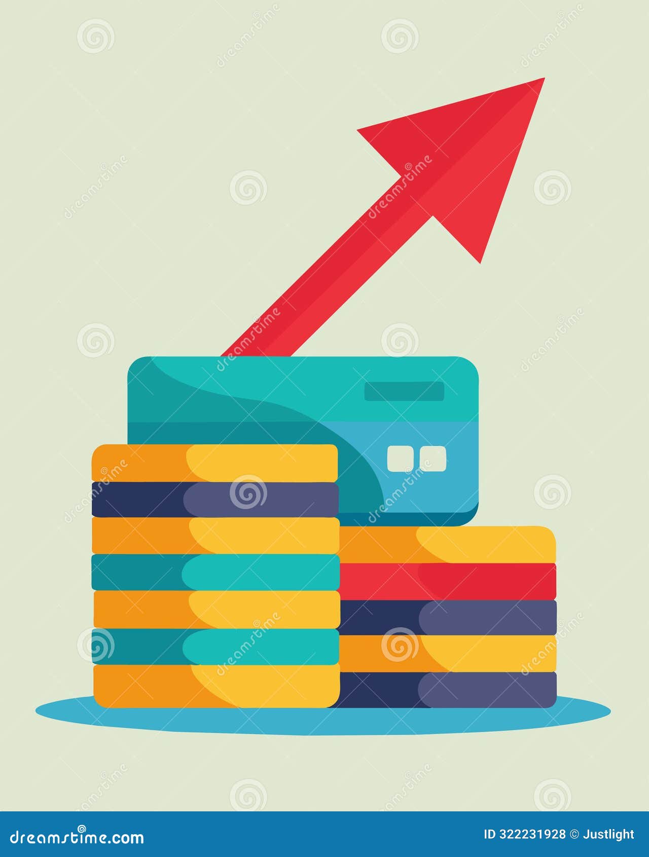 A Stack of Credit Cards with a Red Arrow Pointing Upwards Indicating ...