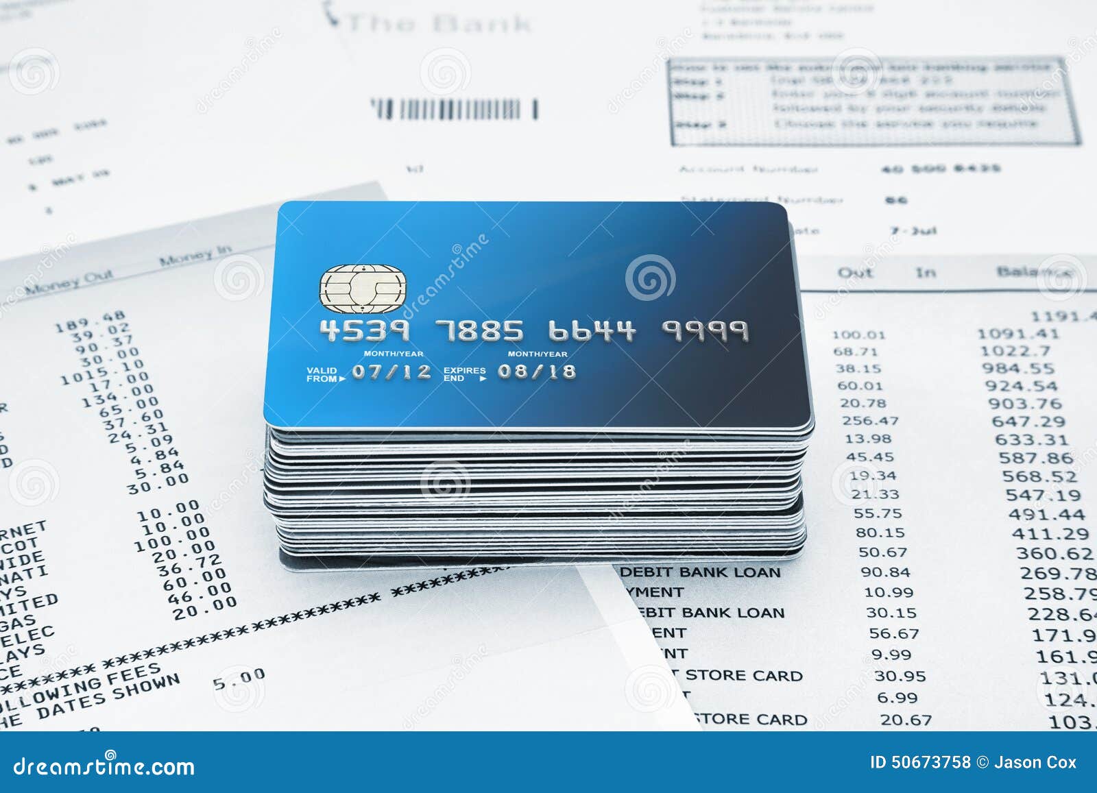Stack of Credit Cards on Statements Stock Photo - Image of finances ...