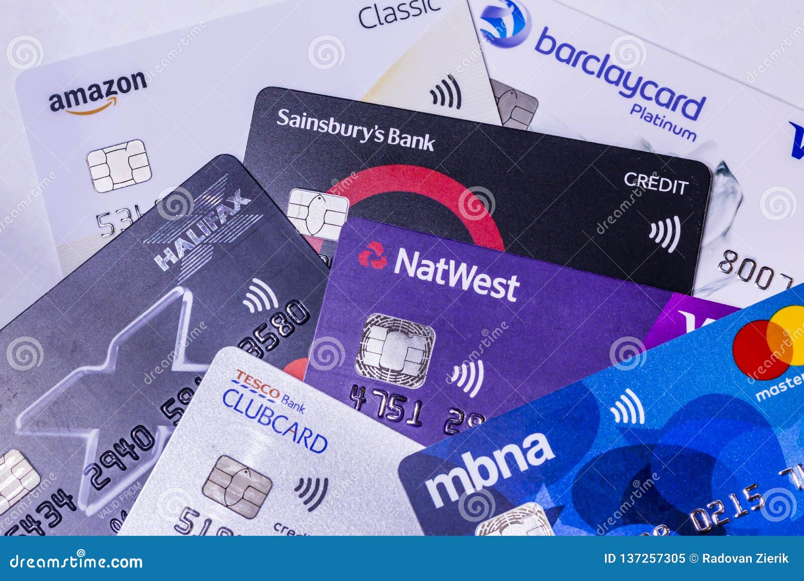 Stack of UK Credit Cards on a White Background Editorial Image - Image ...