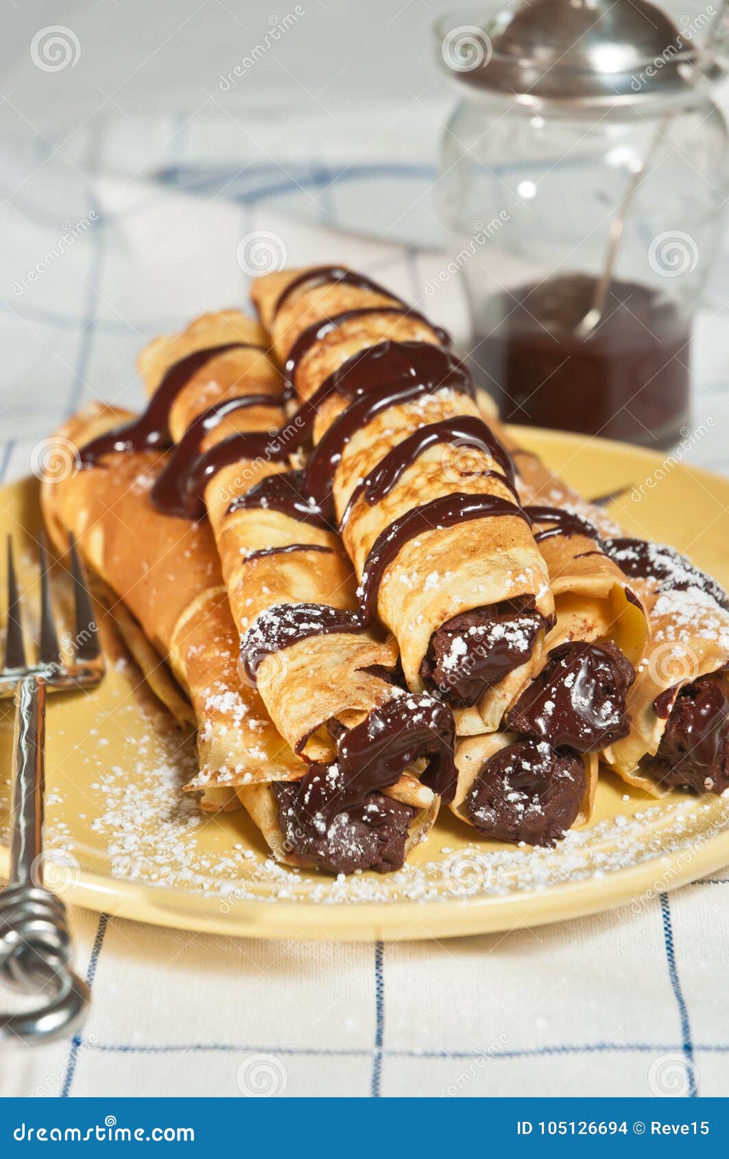 Stack of Crepes Filled with Chocolate Hazelnut Ganache Stock Photo ...