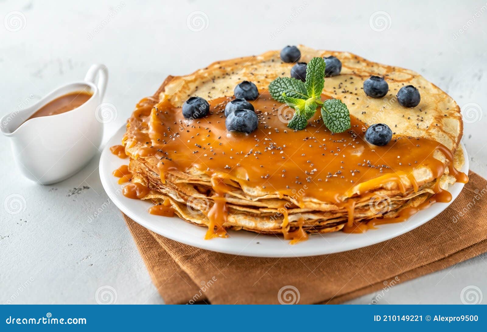Stack of crepes stock image. Image of baked, dessert - 210149221