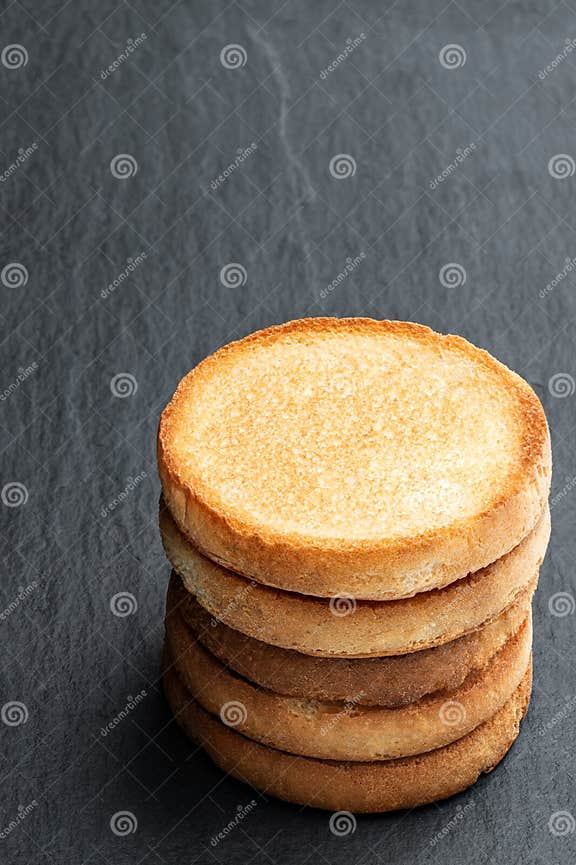Stack of Crispbakes on Black Stone Background Stock Photo - Image of ...