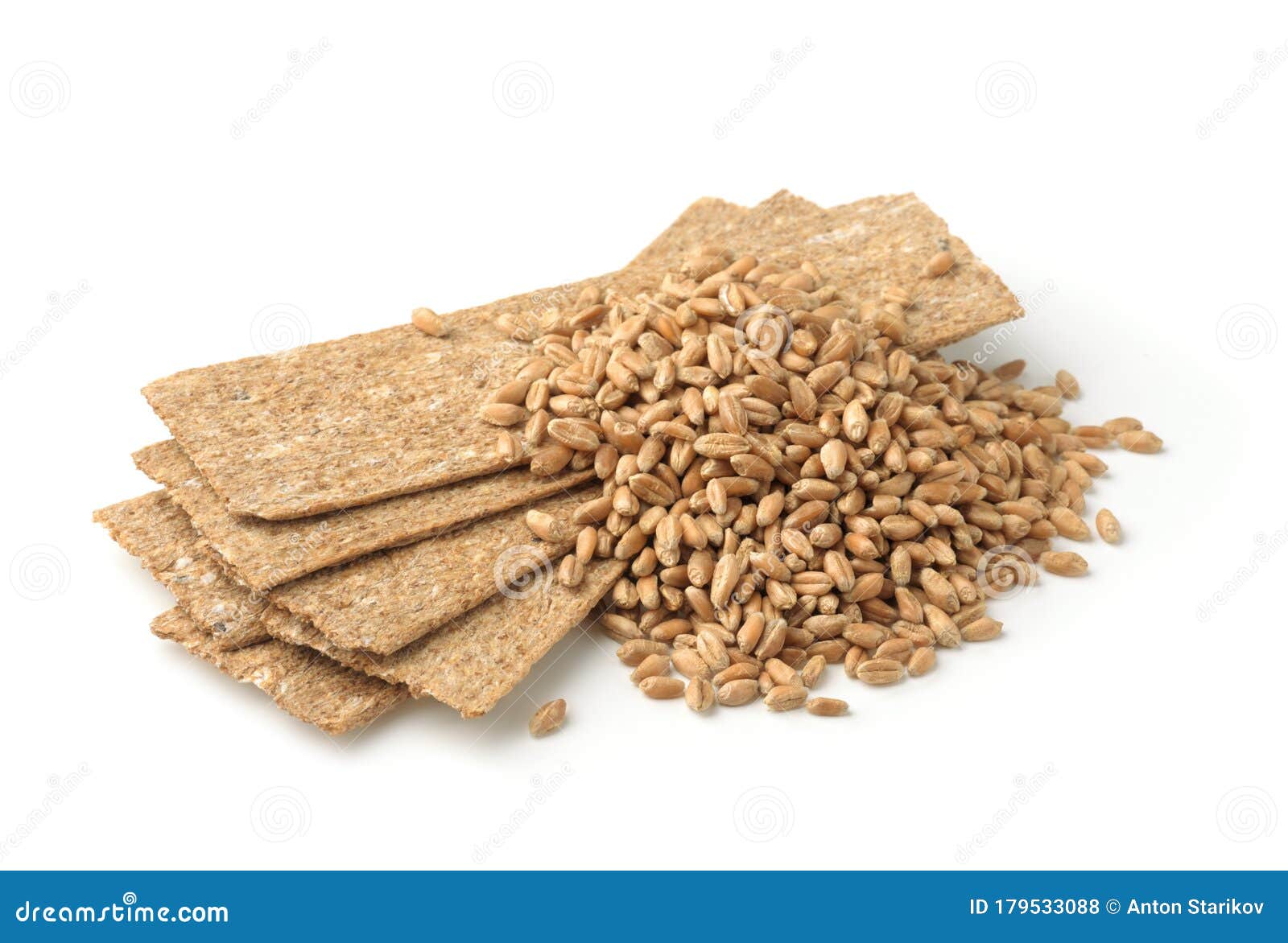 Stack of Crispbread and Wheat Grains Stock Photo - Image of ingredient ...