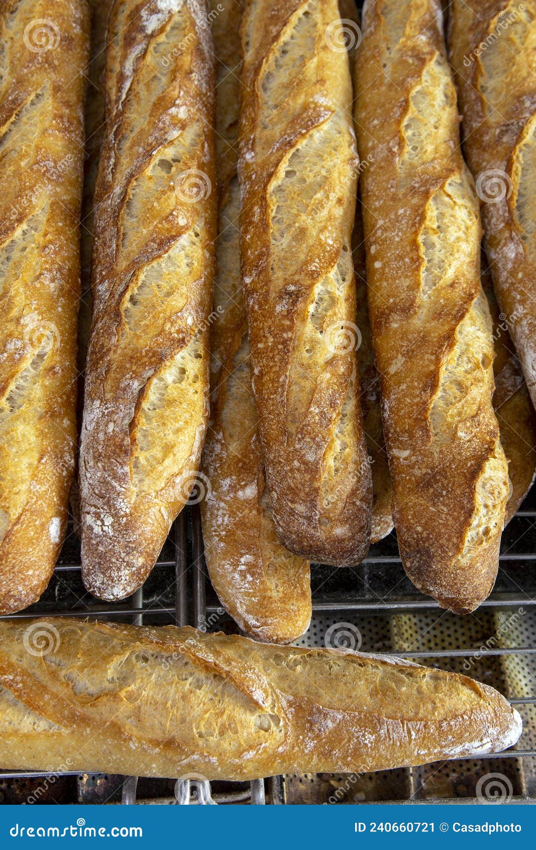 Stack of Crispy Baguettes at the Bakery Stock Image - Image of culinary ...