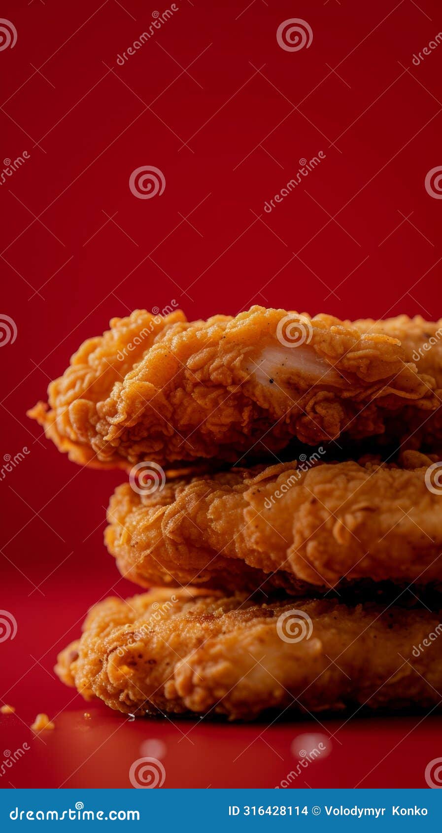 Stack of Crispy Fried Chicken on a Red Background Stock Photo - Image ...