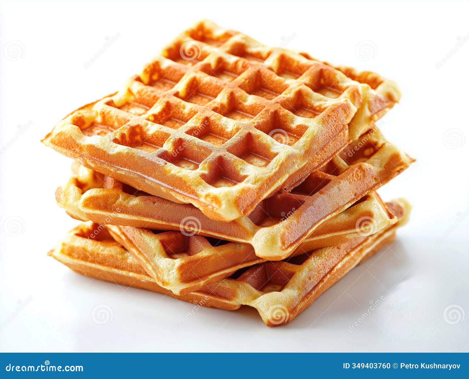 Stack of Crispy Squared Waffles on White Background. Baked Goods with ...