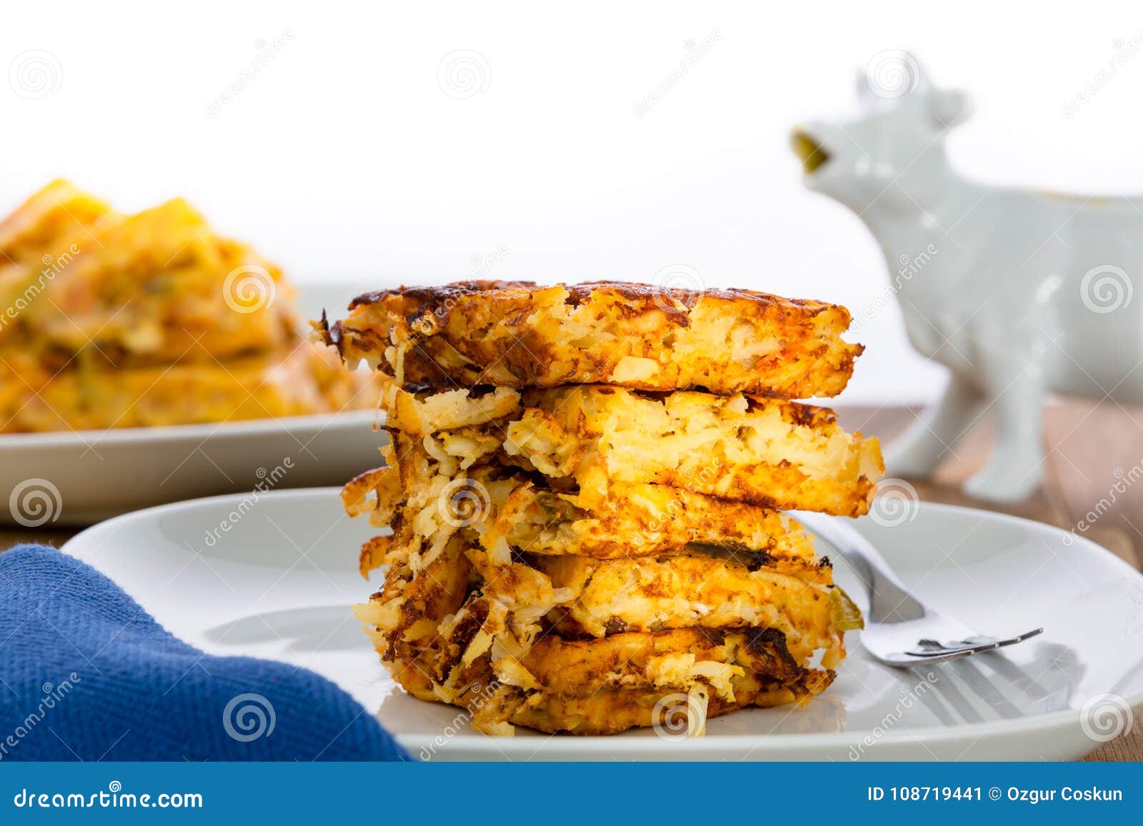 Stack of Crispy Waffle Hash Browns on a Plate Stock Image - Image of ...