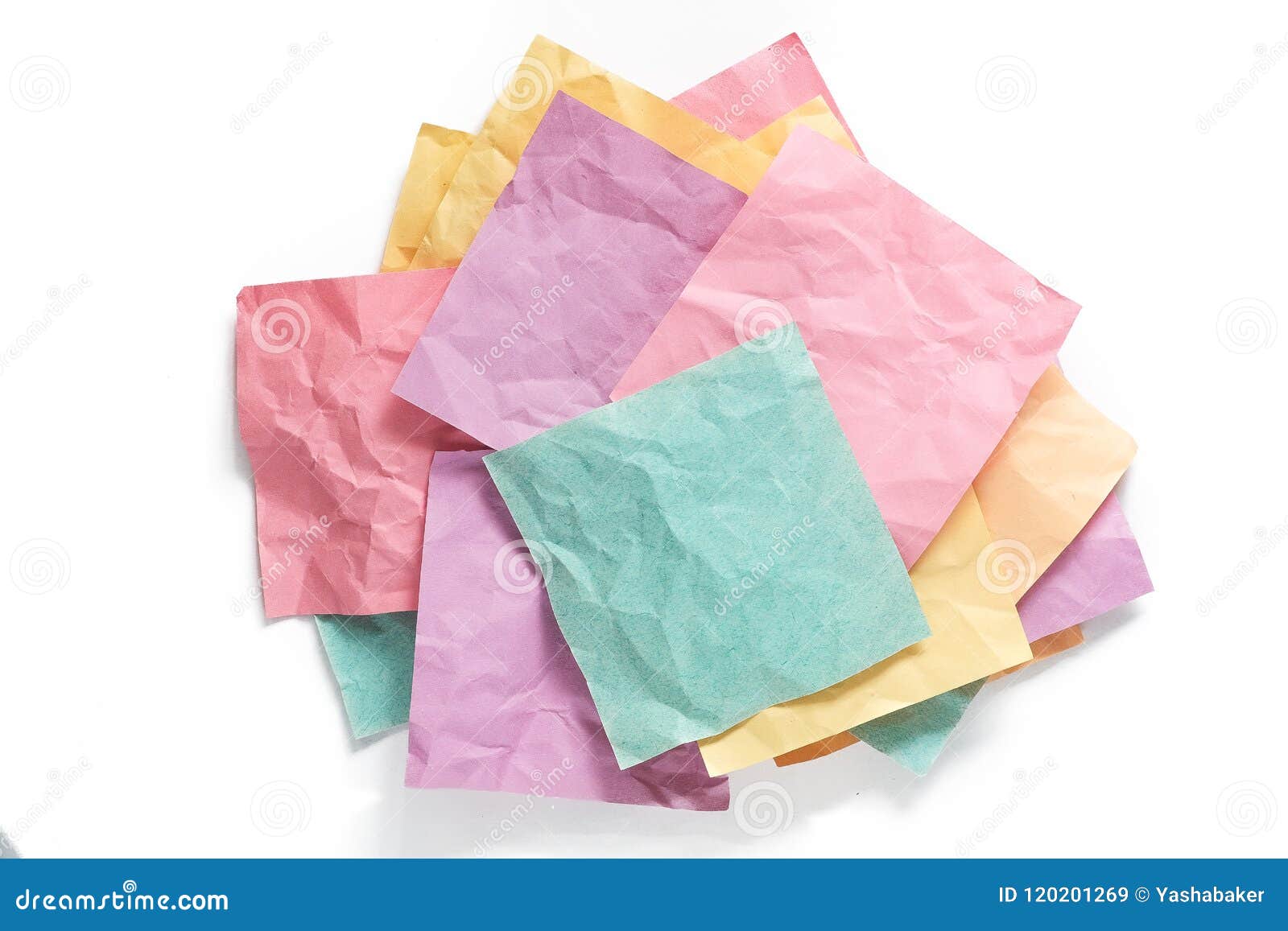 Stack of Crumpled Sticky Reminder Notes with Shadows Stock Image ...