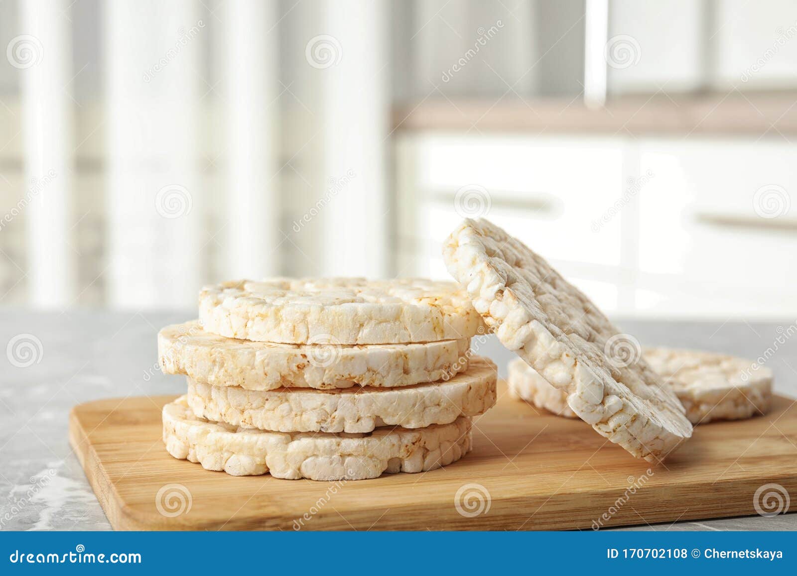 Stack of Crunchy Rice Cakes on Grey Marble Table Stock Photo - Image of ...