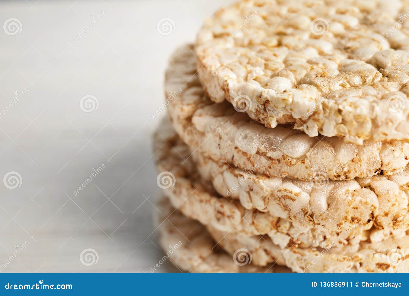 Stack of Crunchy Rice Cakes on White Background, Closeup. Stock Image ...