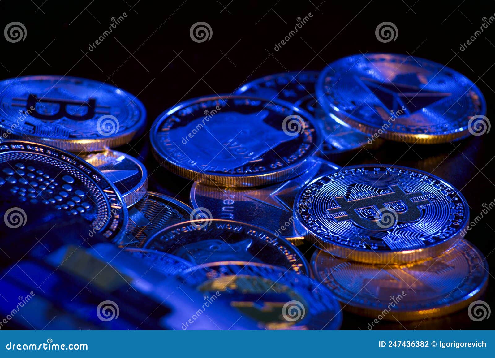 Stack of cryptocurrencies editorial photography. Image of golden ...