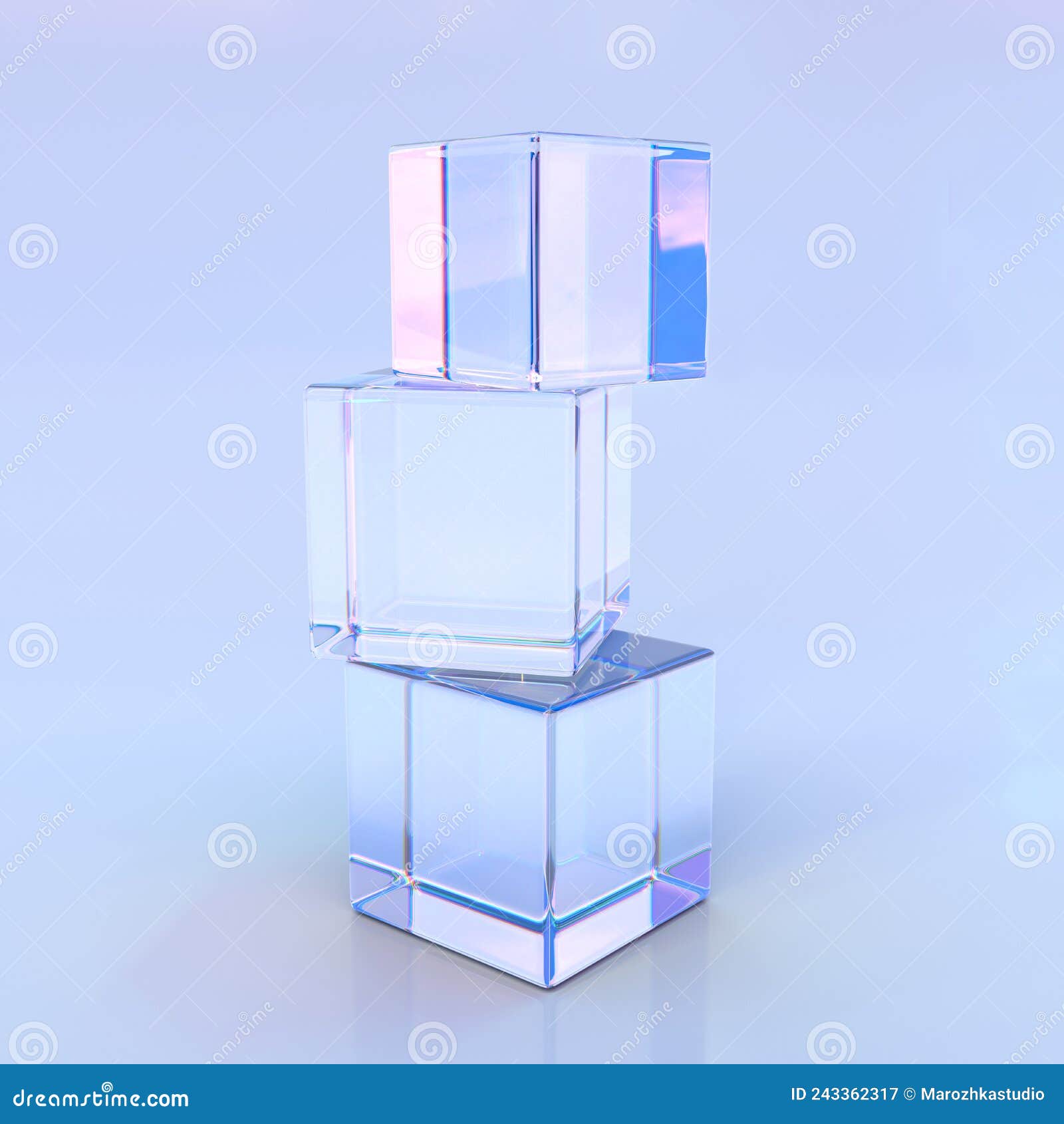 Stack Crystal Cubes or Blocks with Refraction Light in Prism and ...